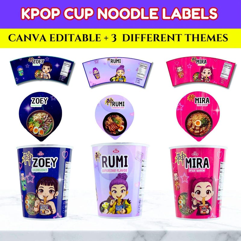 Noodle Cup Label Template - Etsy