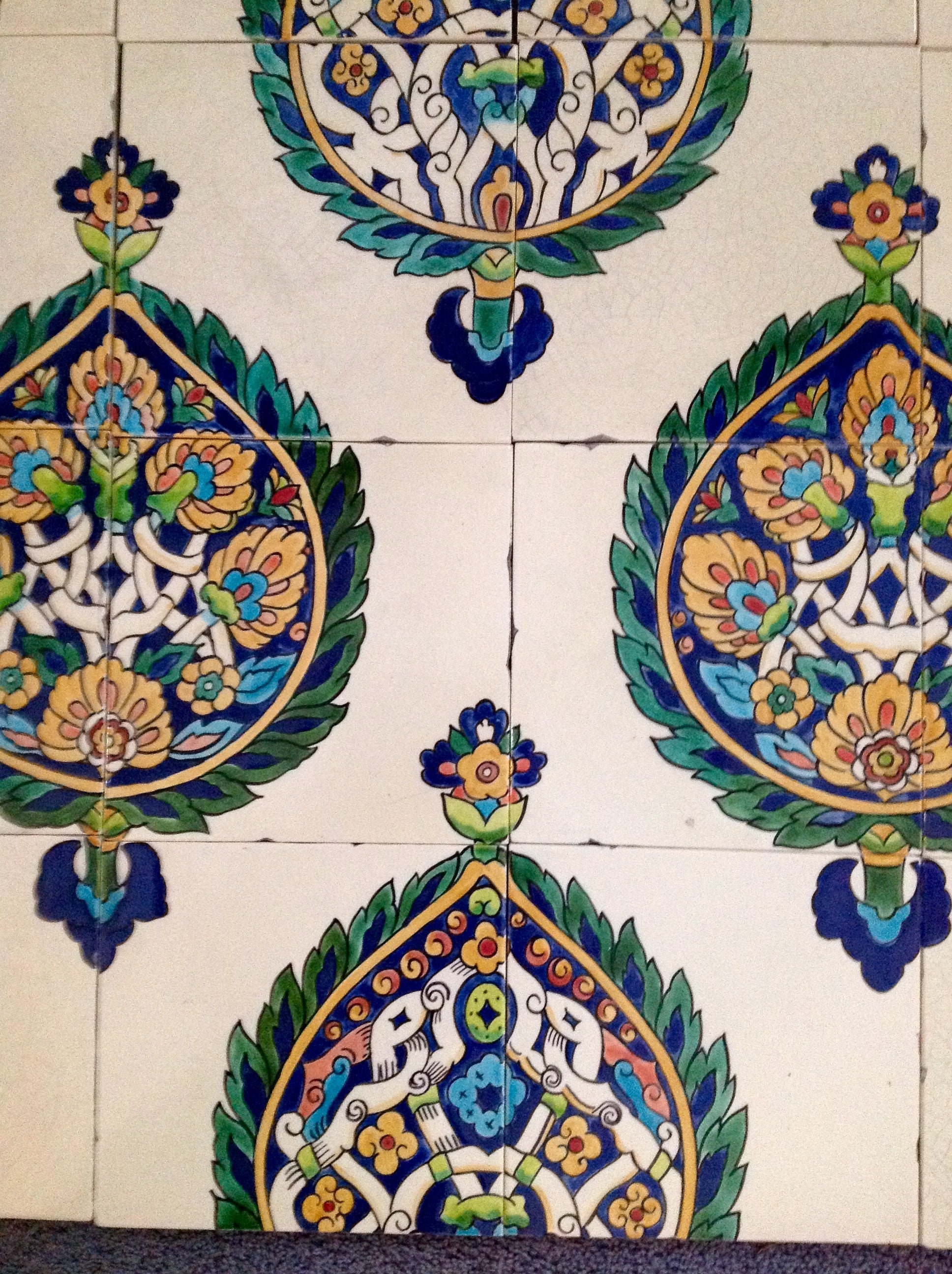 Hand-painted Arabesque Ceramic Tile Panel: Iznik Style - Etsy