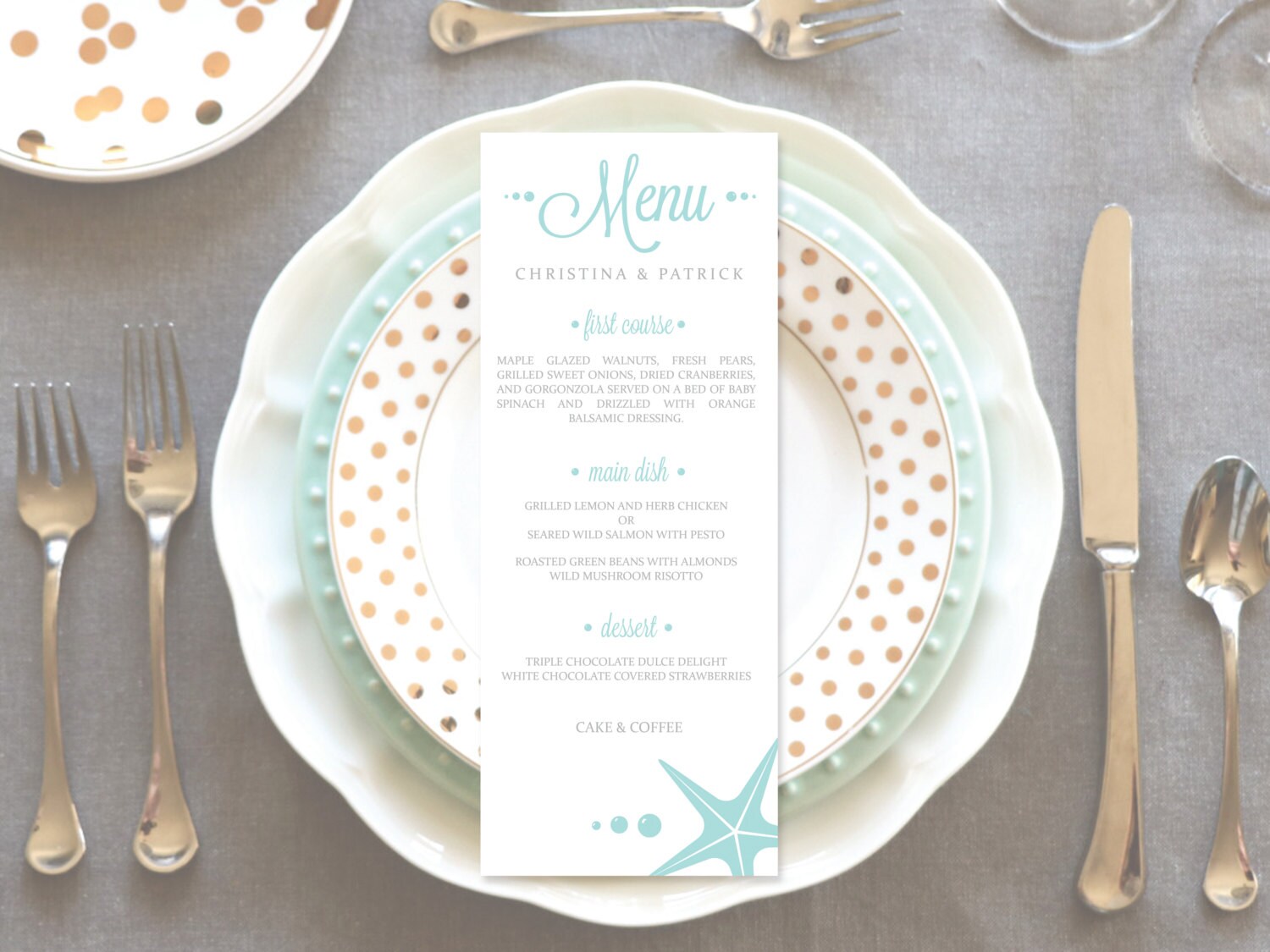 Seaside Soiree, Beachy Printable Wedding Menu - Etsy