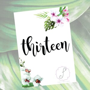 Tropical Floral Table Numbers - Instant Download Printable! - Etsy