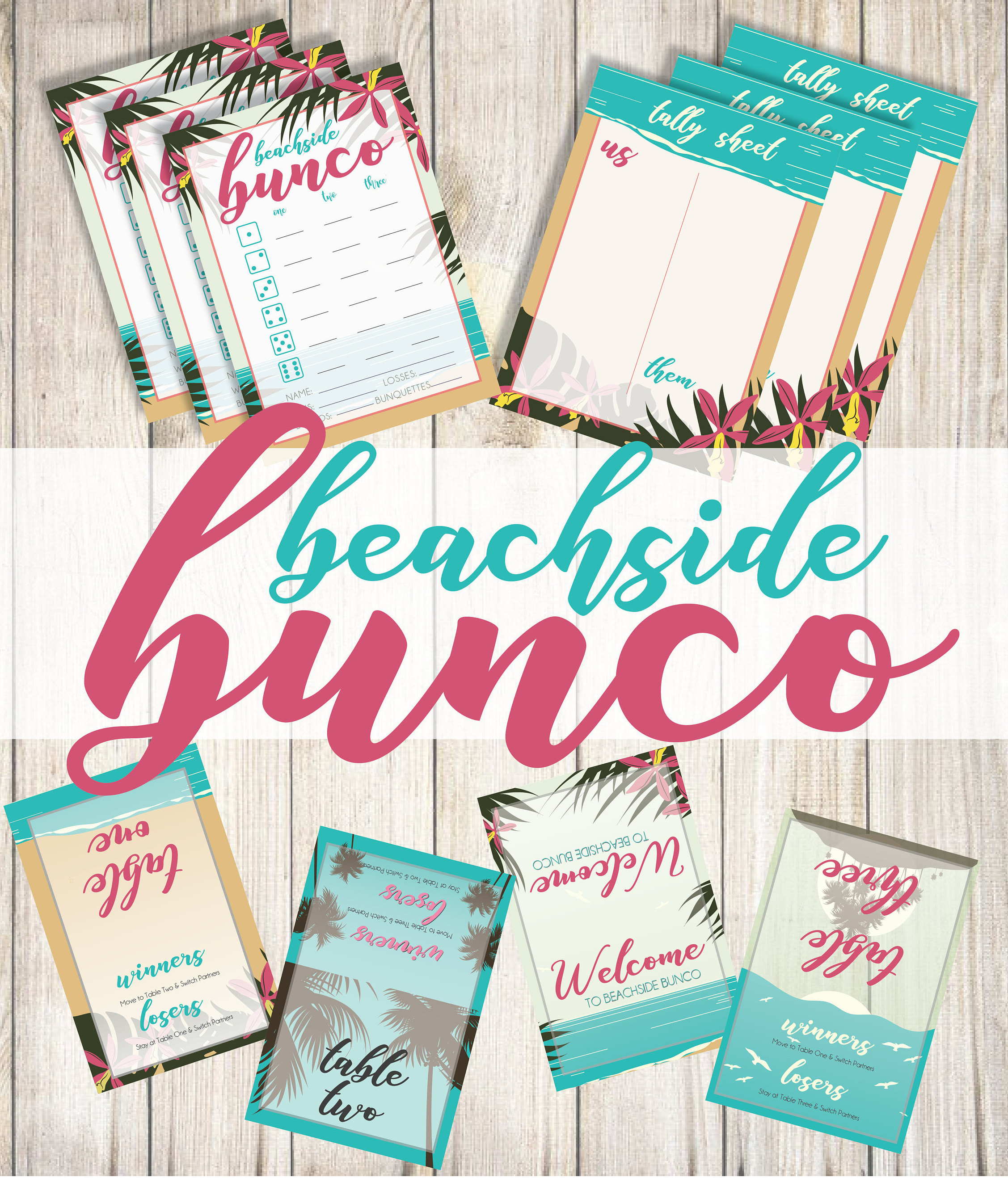 Beach Bunco, Beachside Bunco, Summer Bunco, Summer Bunco Set, Beach ...