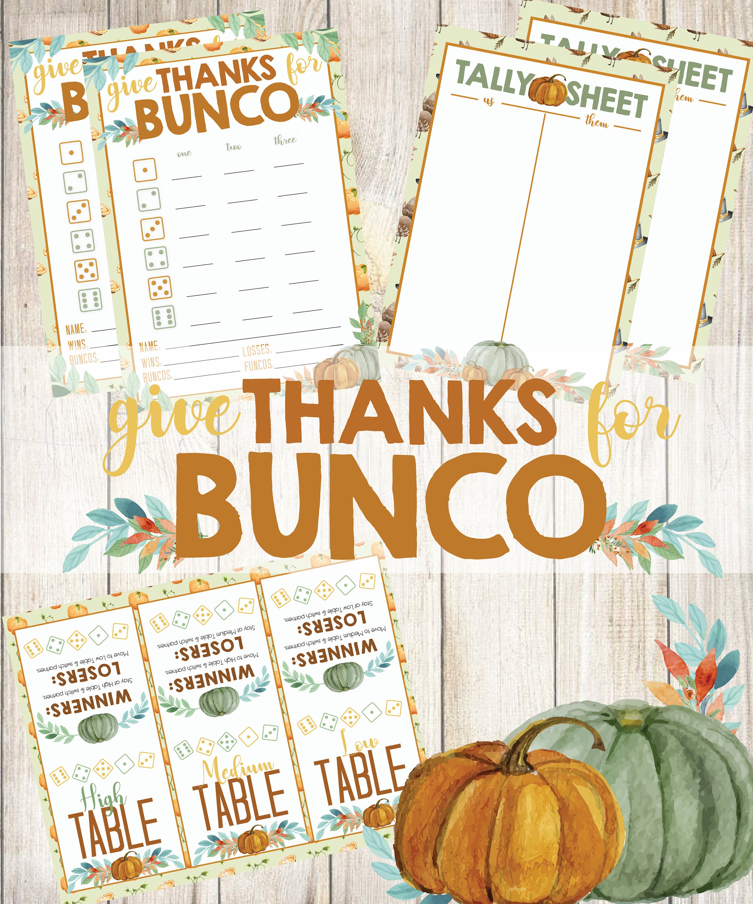 Thanksgiving Printable Bunco, Thanksgiving Bunco, Printable Bunco Score ...