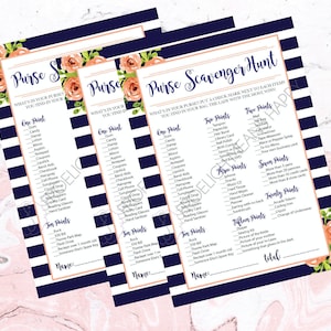 What's in Your Purse?! Purse Scavenger Hunt Baby or Bridal Shower ...