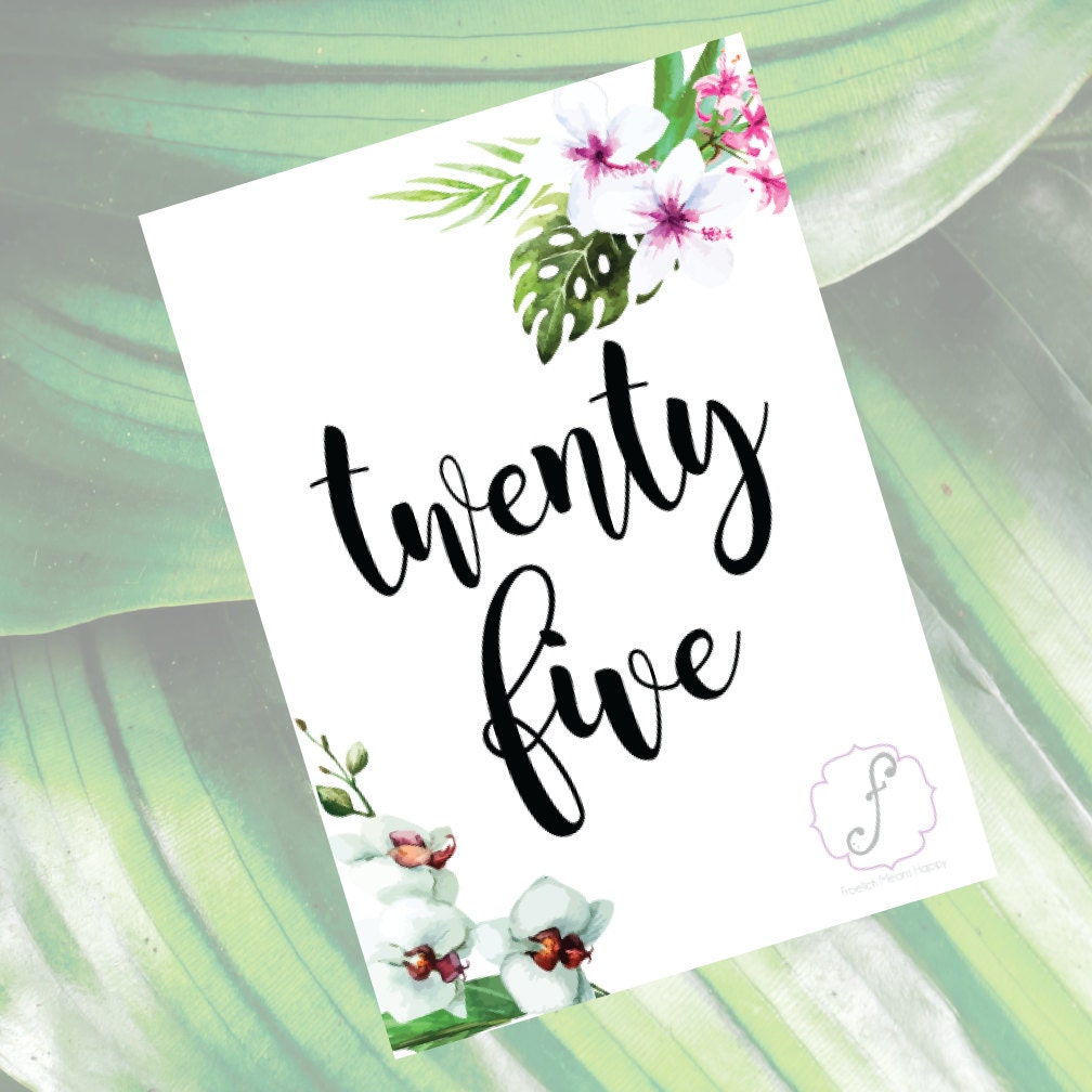 Tropical Floral Table Numbers Instant Download Printable - Etsy