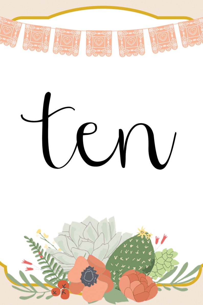 Printable Papel Picado Succulent Cactus Table Numbers 1-30 - Etsy