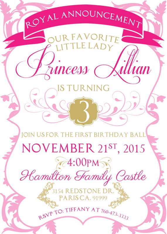 Royal Princess Birthday Ball Announcement | Etsy