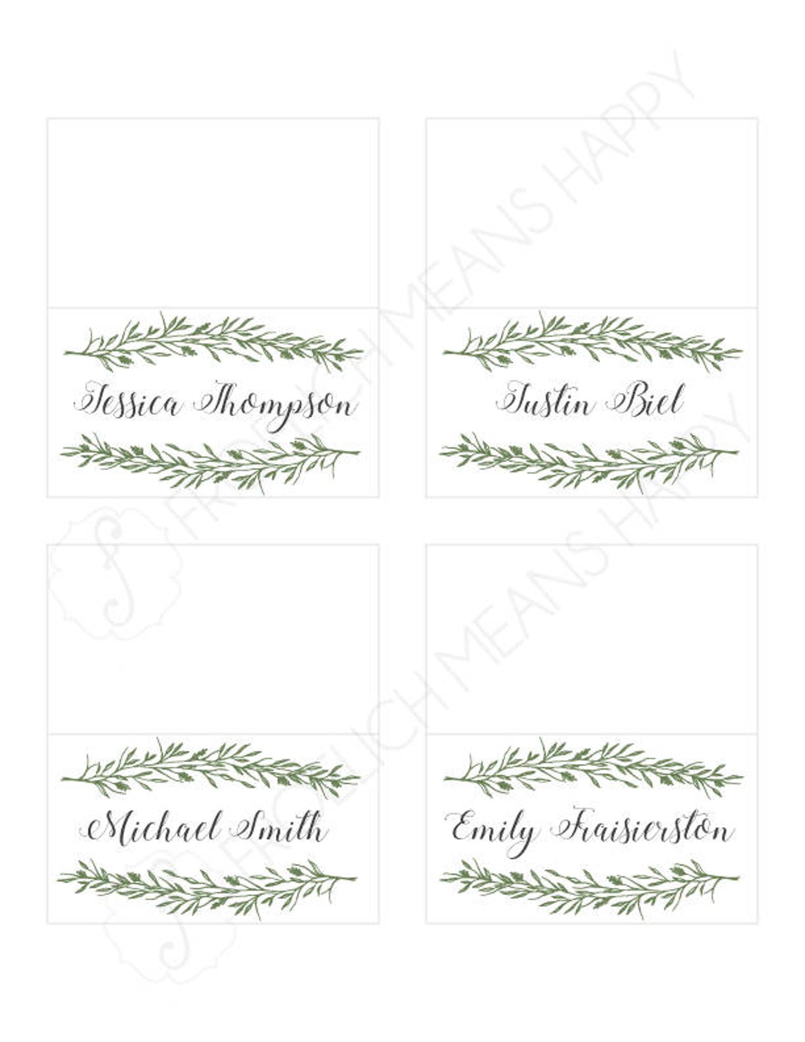 Rosemary Spring Place Cards, Thanksgiving Place Cards, Holiday Place ...