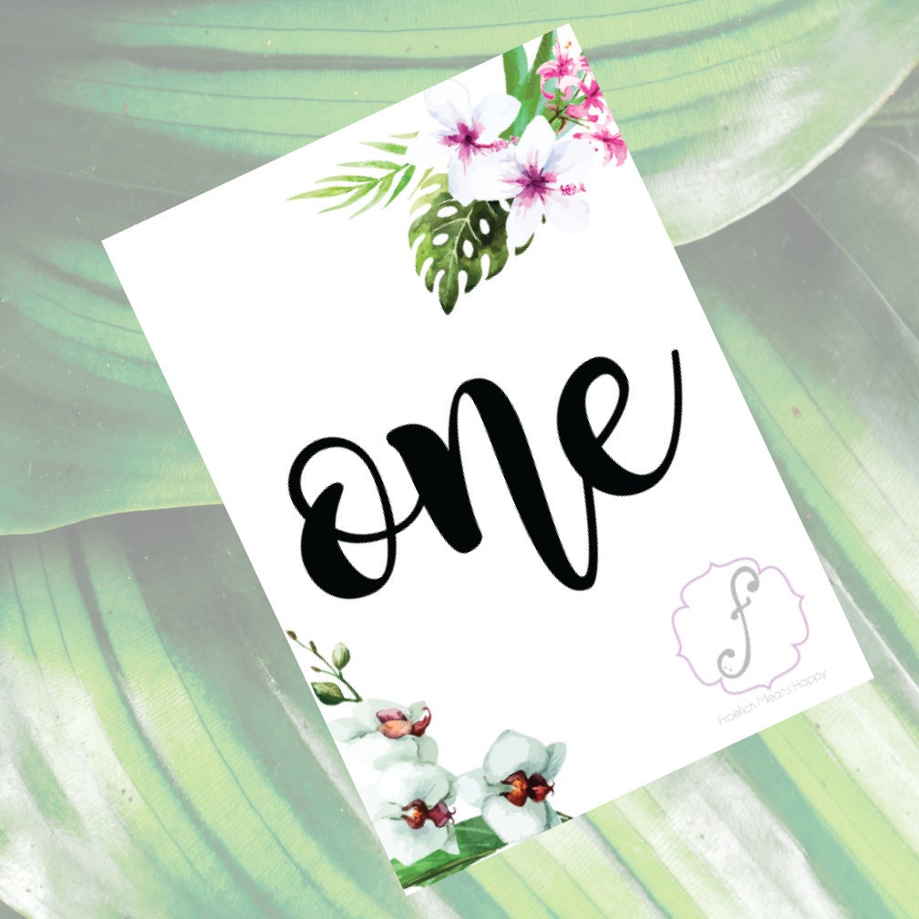 Tropical Floral Table Numbers - Instant Download Printable! - Etsy