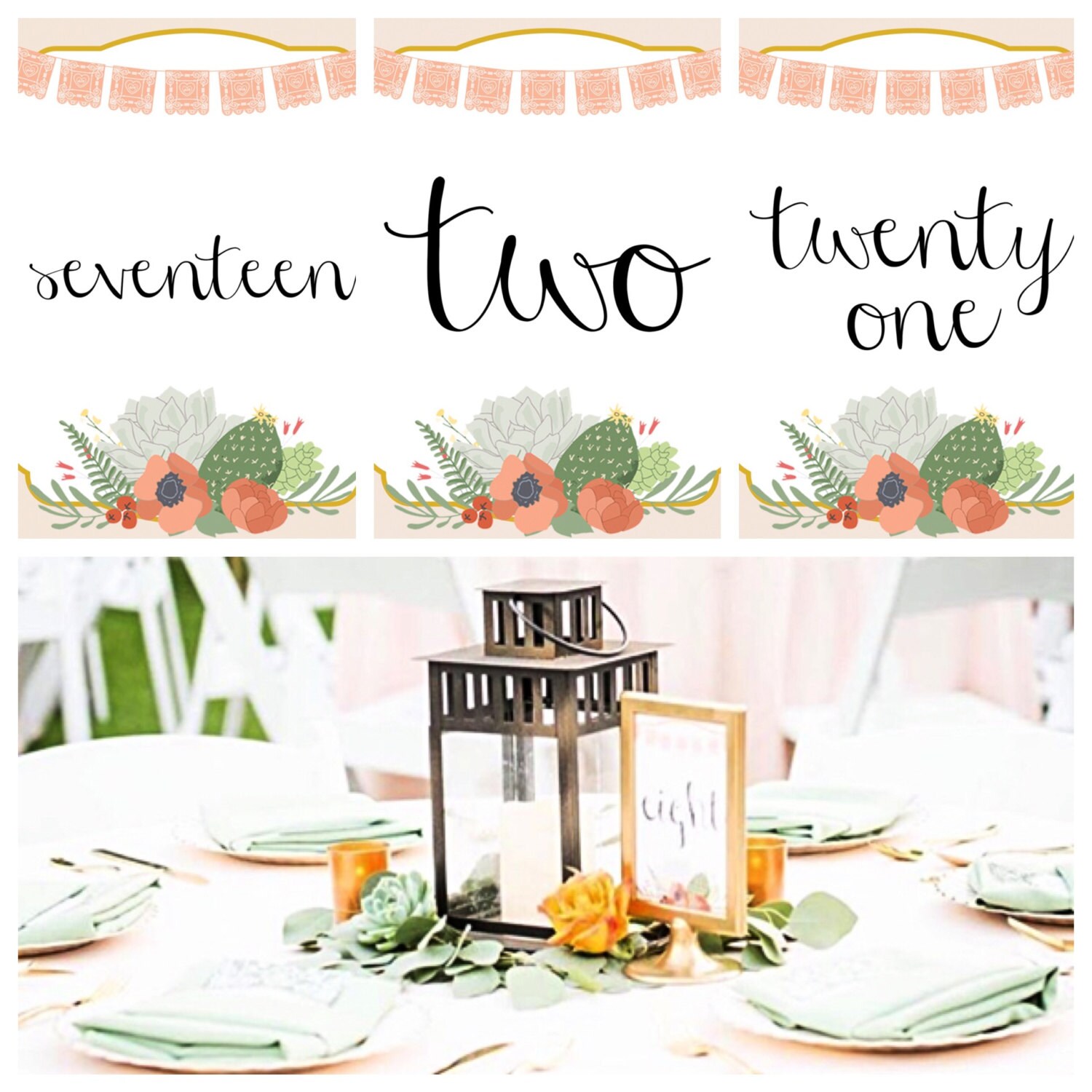 Printable Papel Picado Succulent Cactus Table Numbers 1-30 - Etsy