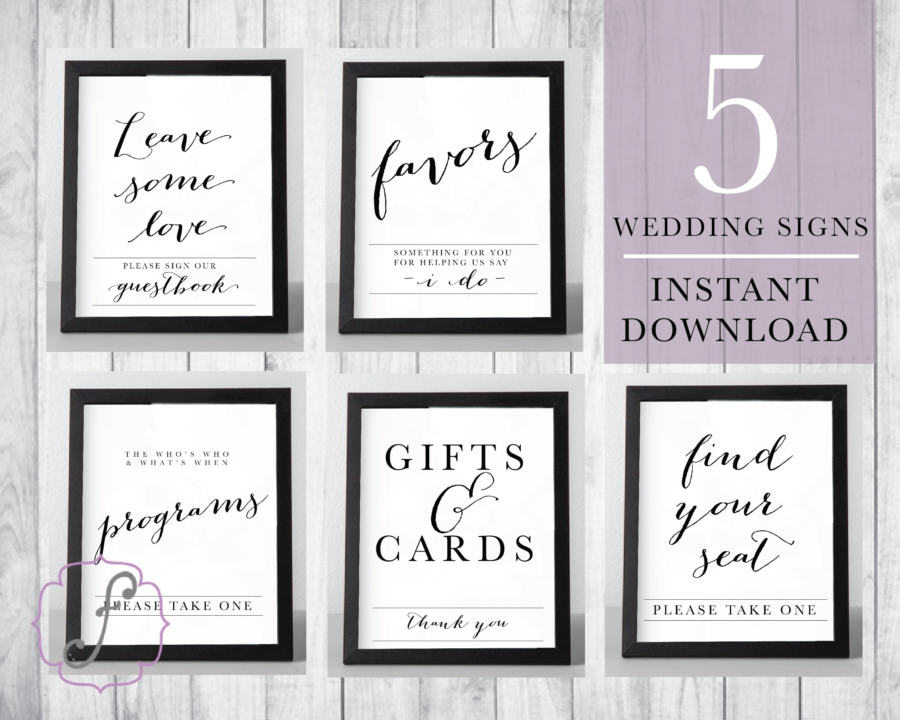 Printable Wedding Signs, Modern Calligraphy Wedding Signs, Guestbook ...
