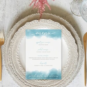 Dusty Blue Watercolor Printable Wedding or Event Menu Cards - Etsy