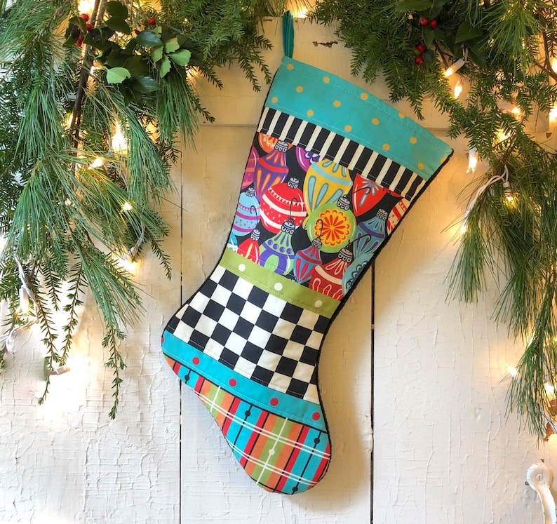 Colorful Quilted Christmas Stocking: Modern Candy Color Family Set ...