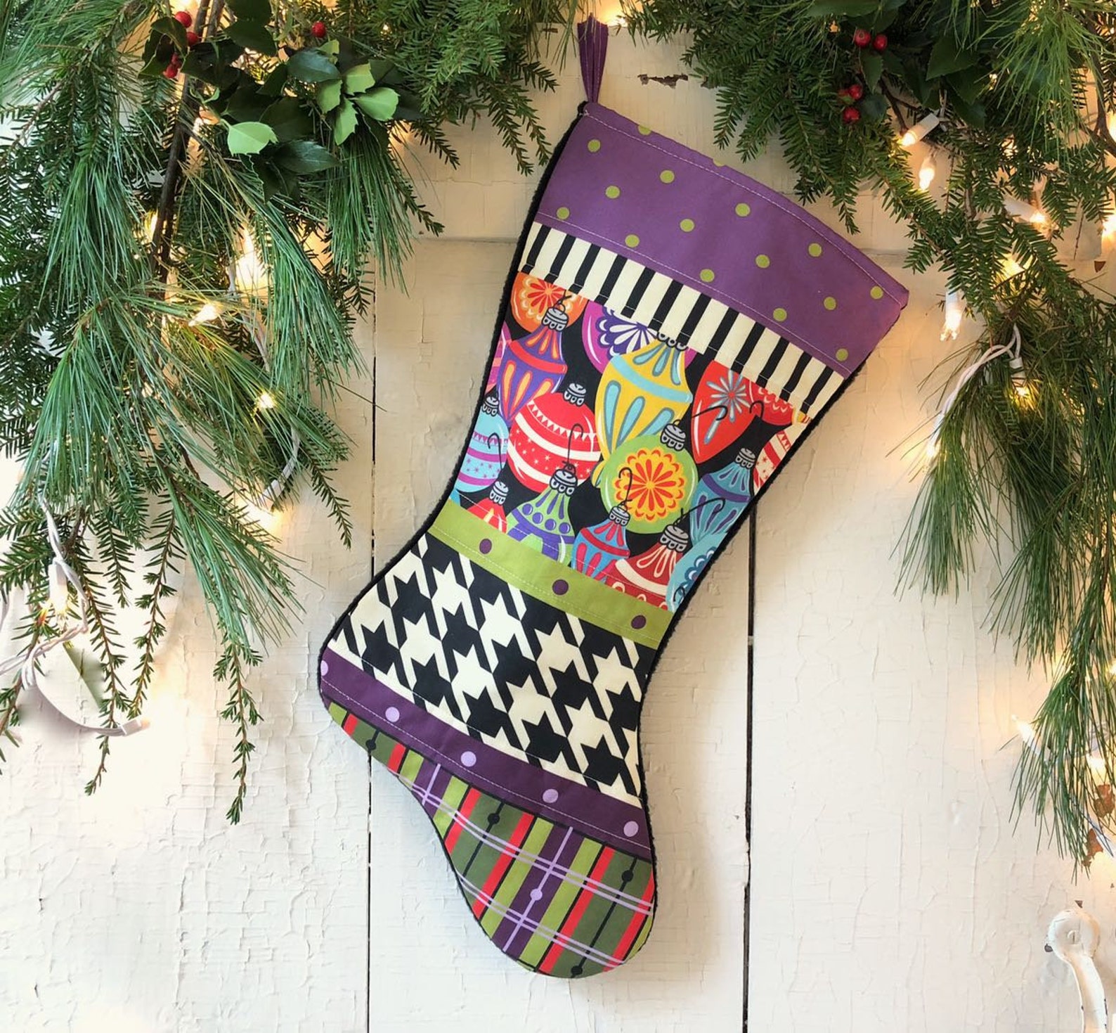 Colorful Quilted Christmas Stocking: Modern Candy Color Family Set ...