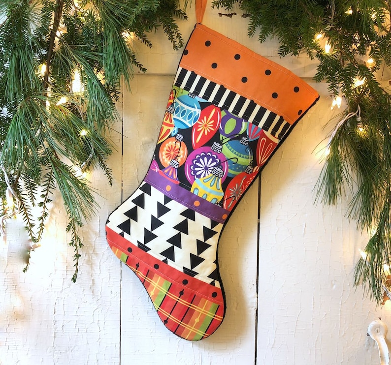 Colorful Quilted Christmas Stocking: Modern Candy Color Family Set ...