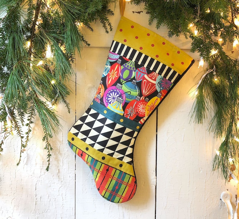 Colorful Quilted Christmas Stocking: Modern Candy Color Family Set ...