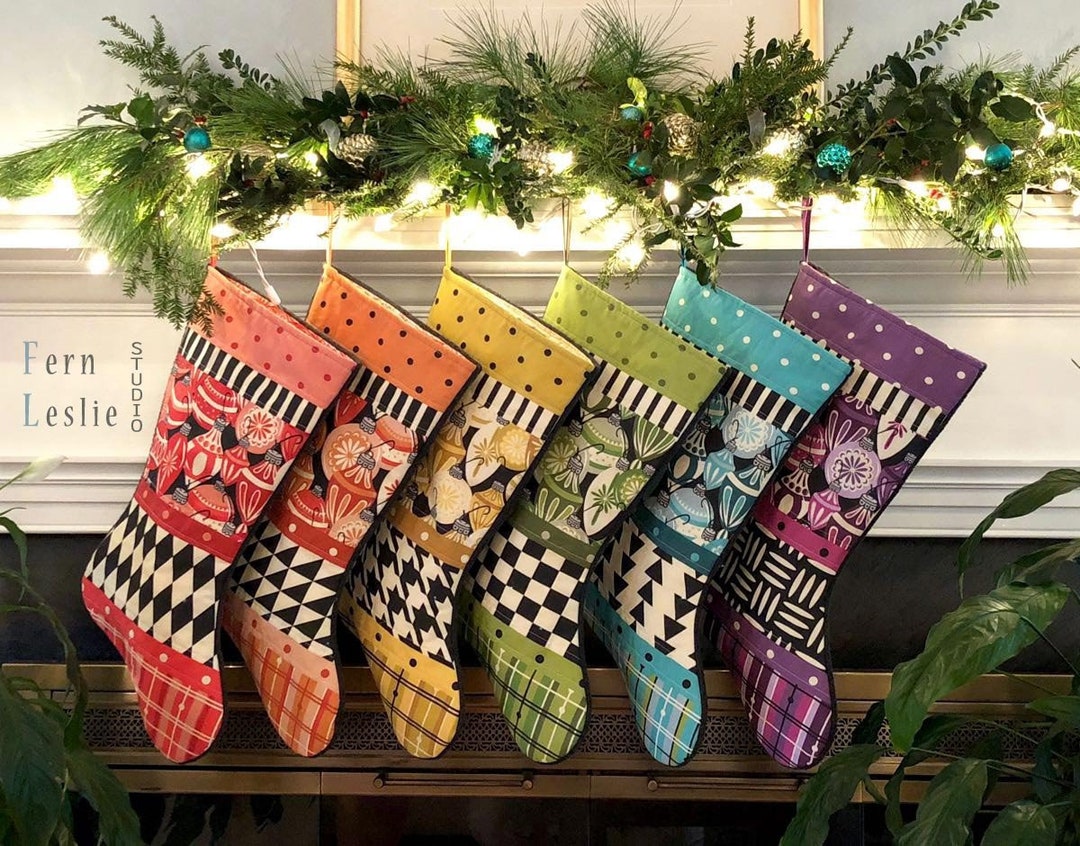 Rainbow Christmas Stockings: Handmade Quilted Family Set- up to Six ...