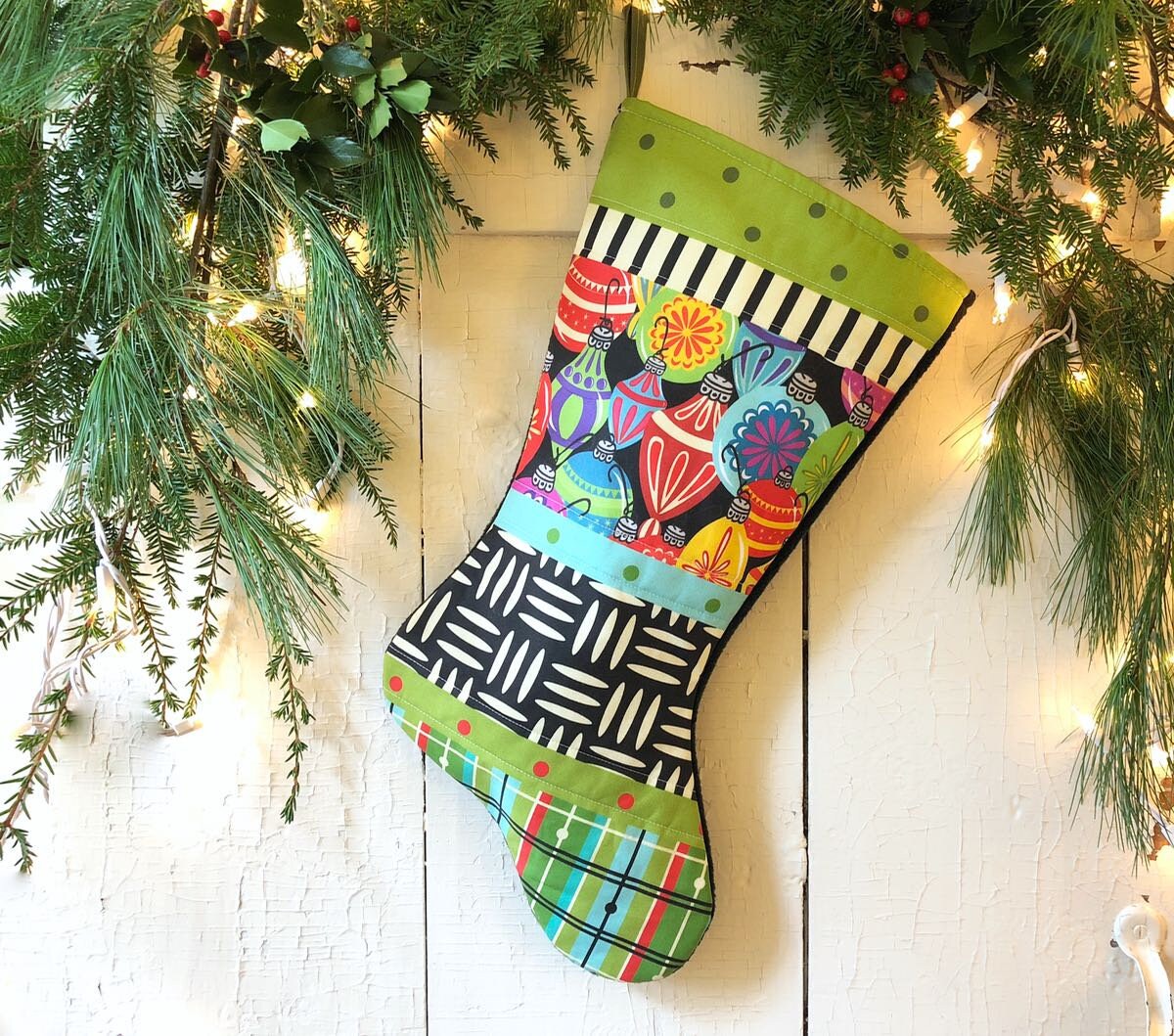 Colorful Quilted Christmas Stocking: Modern Candy Color Family Set ...