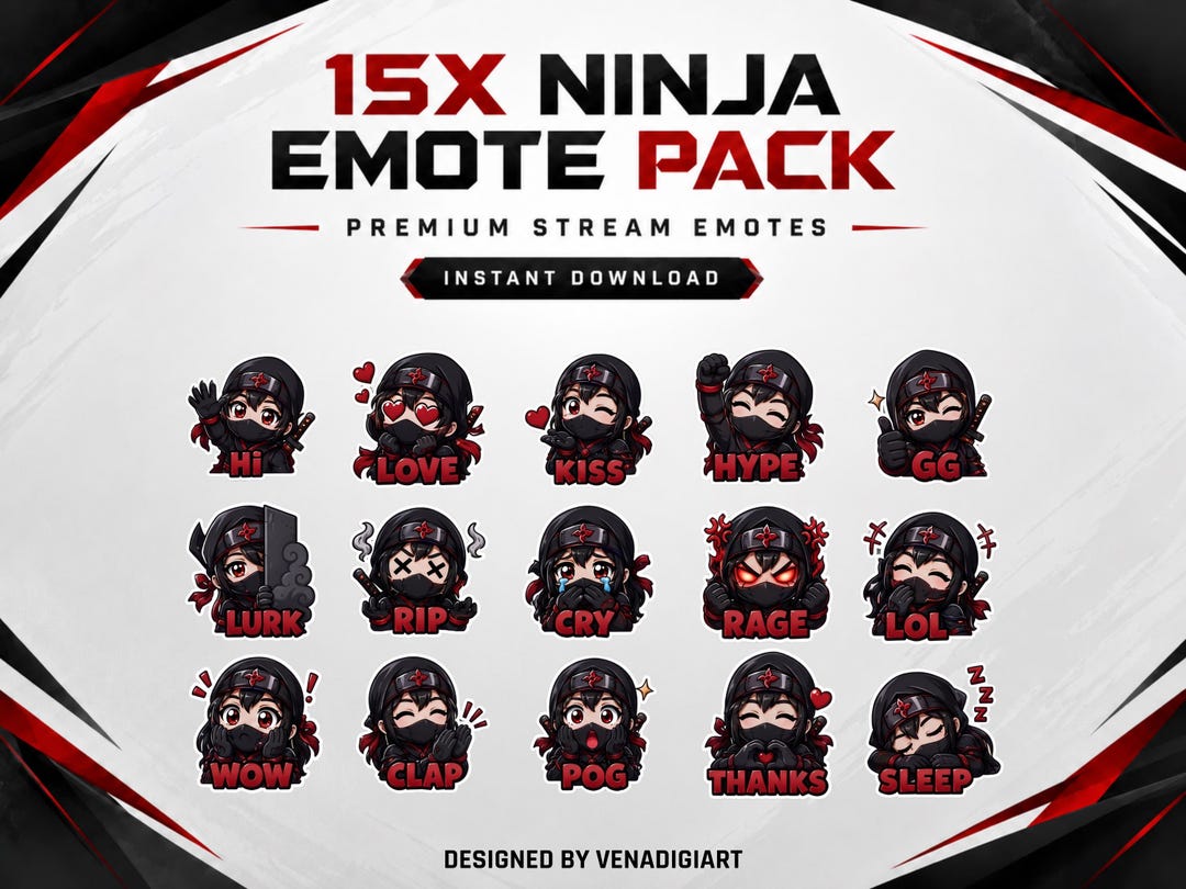 15x Ninja Emotes Pack for Twitch, Kick, Discord (digital Download ...