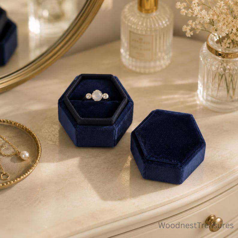 Velvet Ring Box, Luxury Engagement Ring Case,soft Jewelry Gift Box for ...