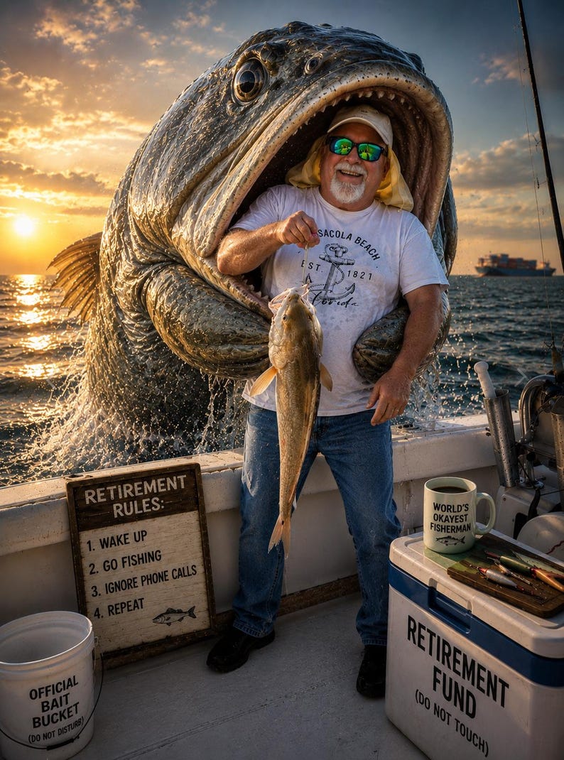 Retirement Fishing Gift Funny Fisherman Poster Outdoor Humor Wall Art ...
