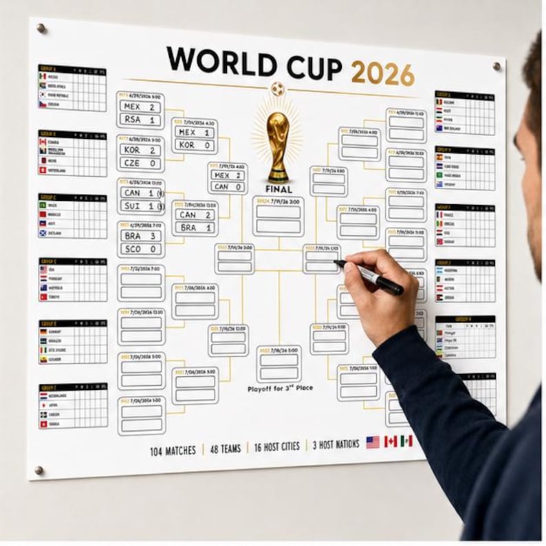 World Cup 2026 Bracket Poster A3 A4 | Printable Wall Chart | Soccer ...