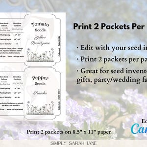 Printable Seed Packet Template for Canva | Editable DIY Seed Storage ...