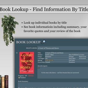Digital Library Tracker Spreadsheet | Customizable Personal Bookshelf ...