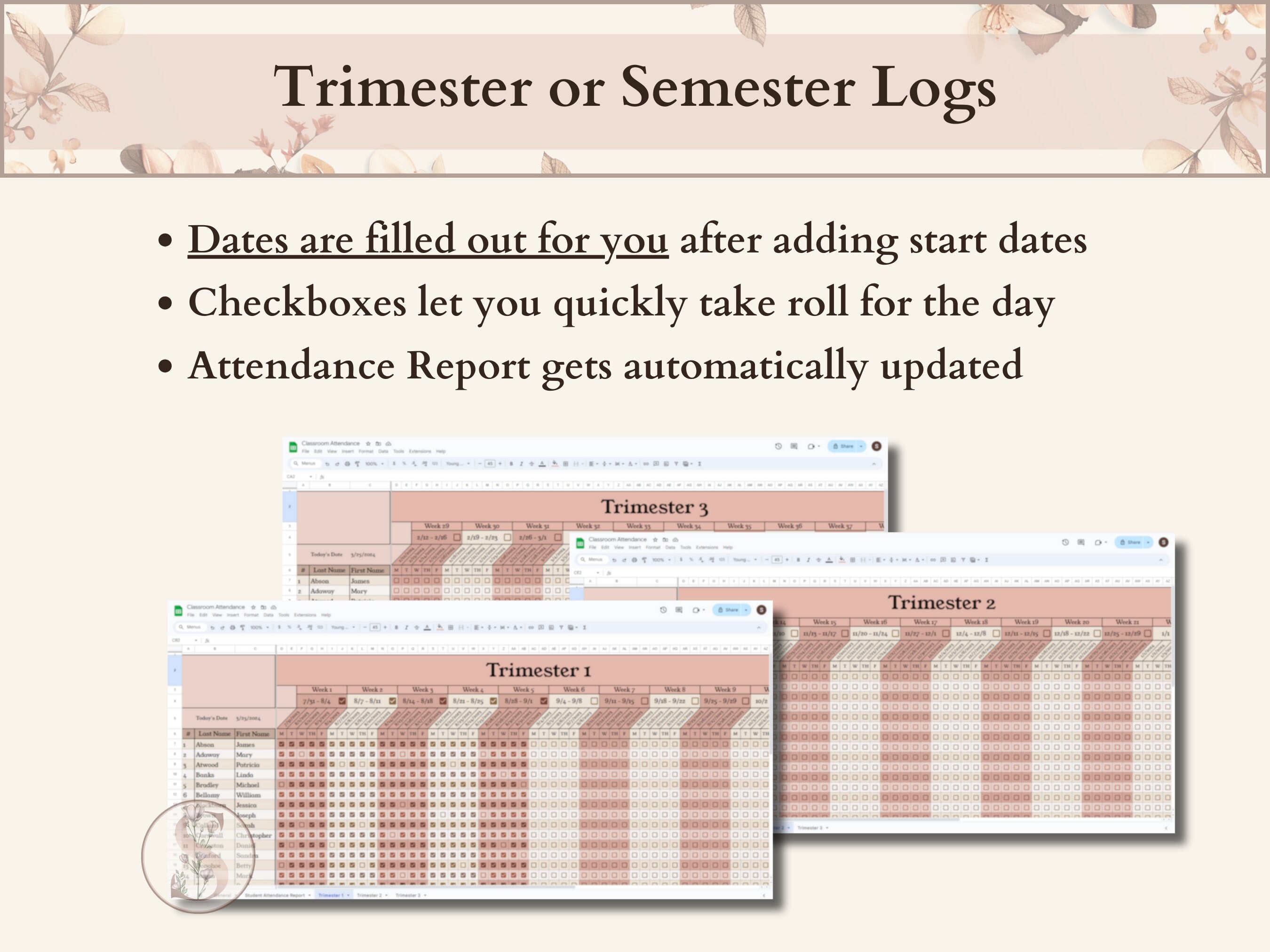 Student Attendance Tracker Spreadsheet | Google Sheets Compatible ...