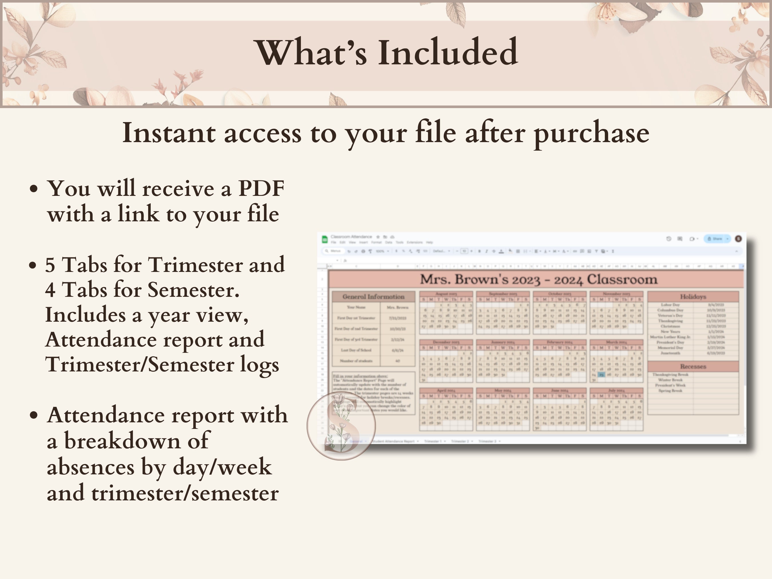Student Attendance Tracker Spreadsheet | Google Sheets Compatible ...