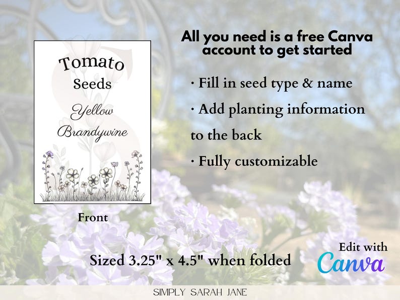 Printable Seed Packet Template for Canva | Editable DIY Seed Storage ...