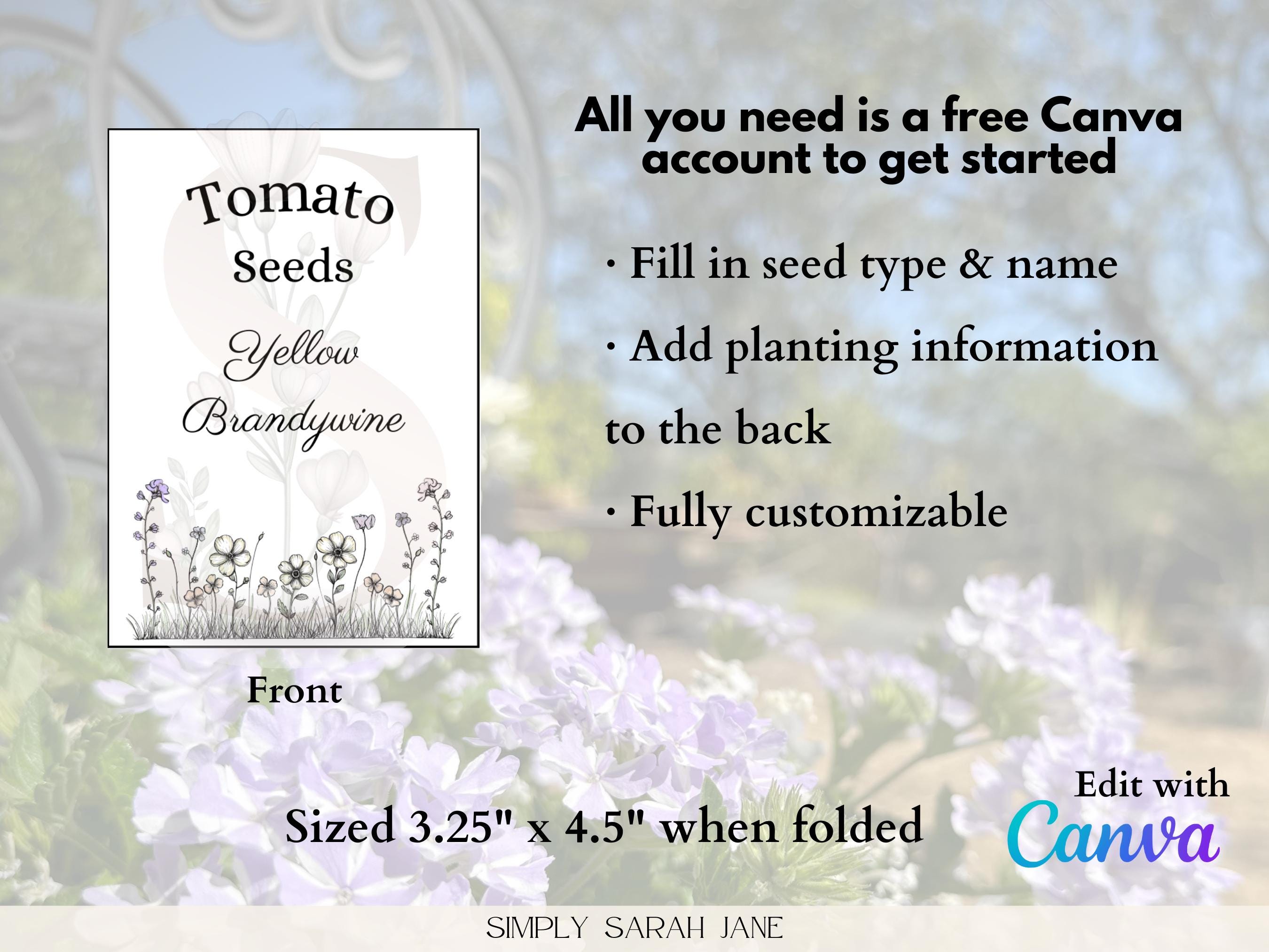 Printable Seed Packet Template for Canva | Editable DIY Seed Storage ...