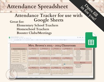 Attendance Sheet Google Sheets - Etsy