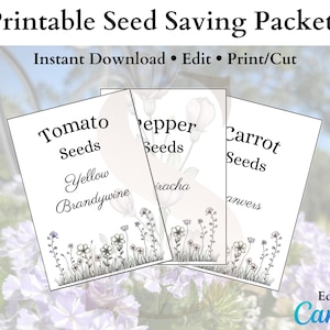 Printable Seed Packet Template for Canva | Editable DIY Seed Storage ...