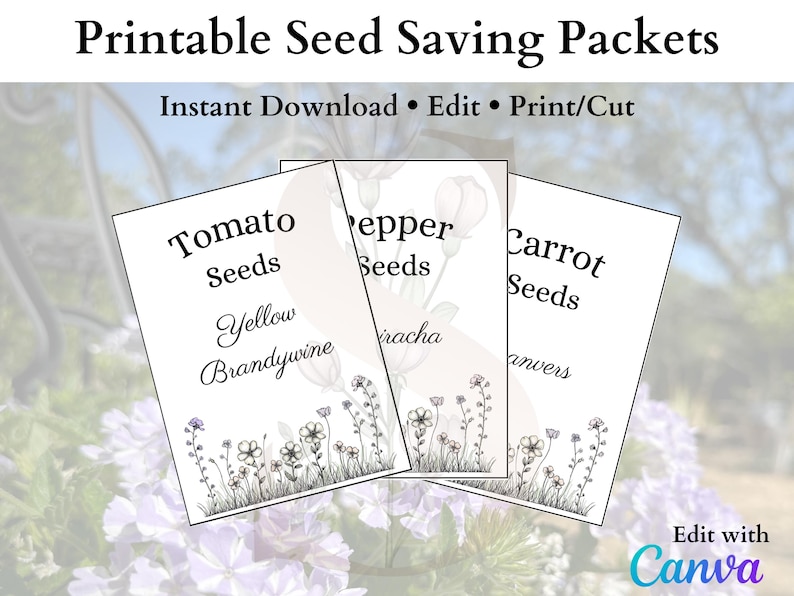 Printable Seed Packet Template for Canva | Editable DIY Seed Storage ...