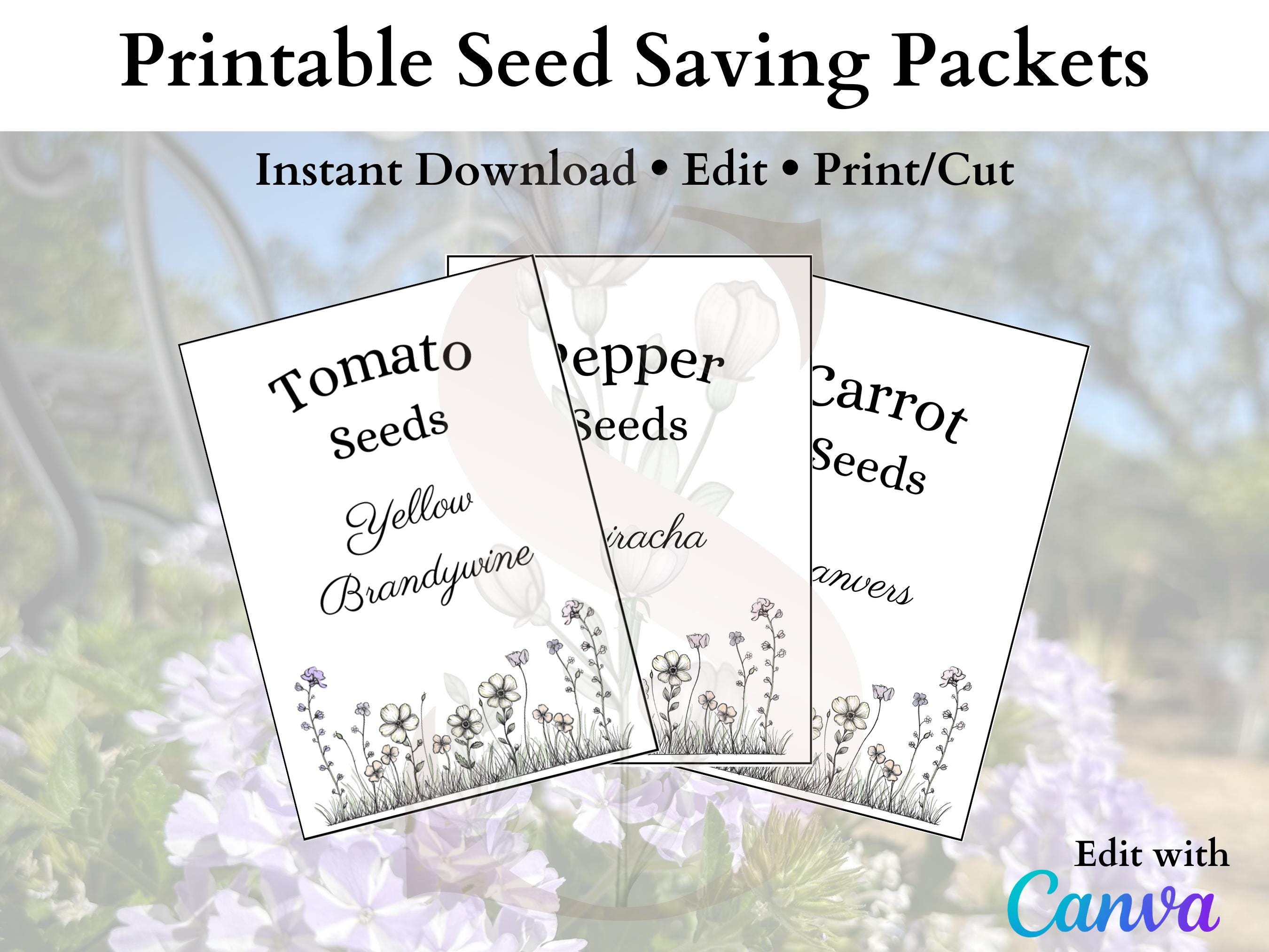 Printable Seed Packet Template for Canva | Editable DIY Seed Storage ...