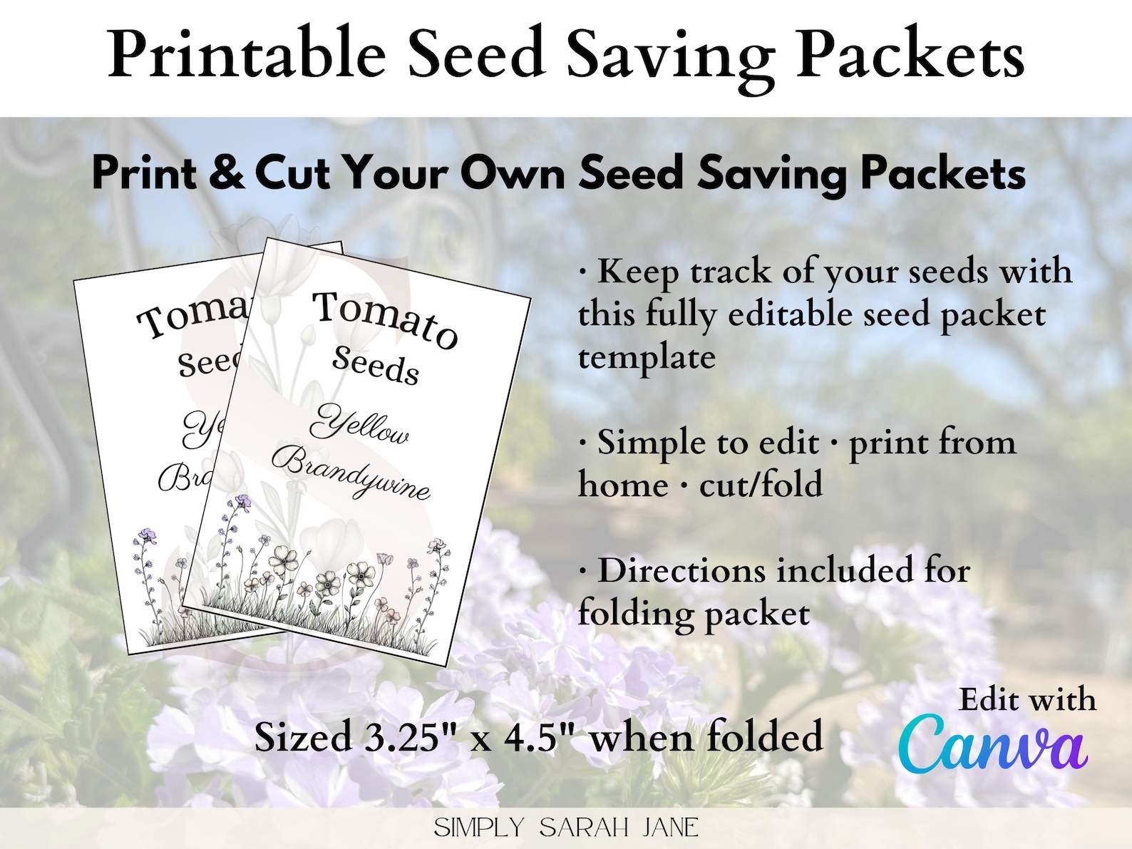 Printable Seed Packet Template for Canva | Editable DIY Seed Storage ...