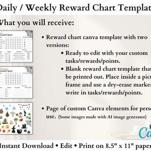 EDITABLE Daily & Weekly Reward Chart for Kids Canva Template Instantly ...