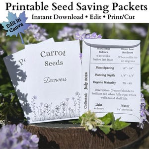 Printable Seed Packet Template for Canva | Editable DIY Seed Storage ...