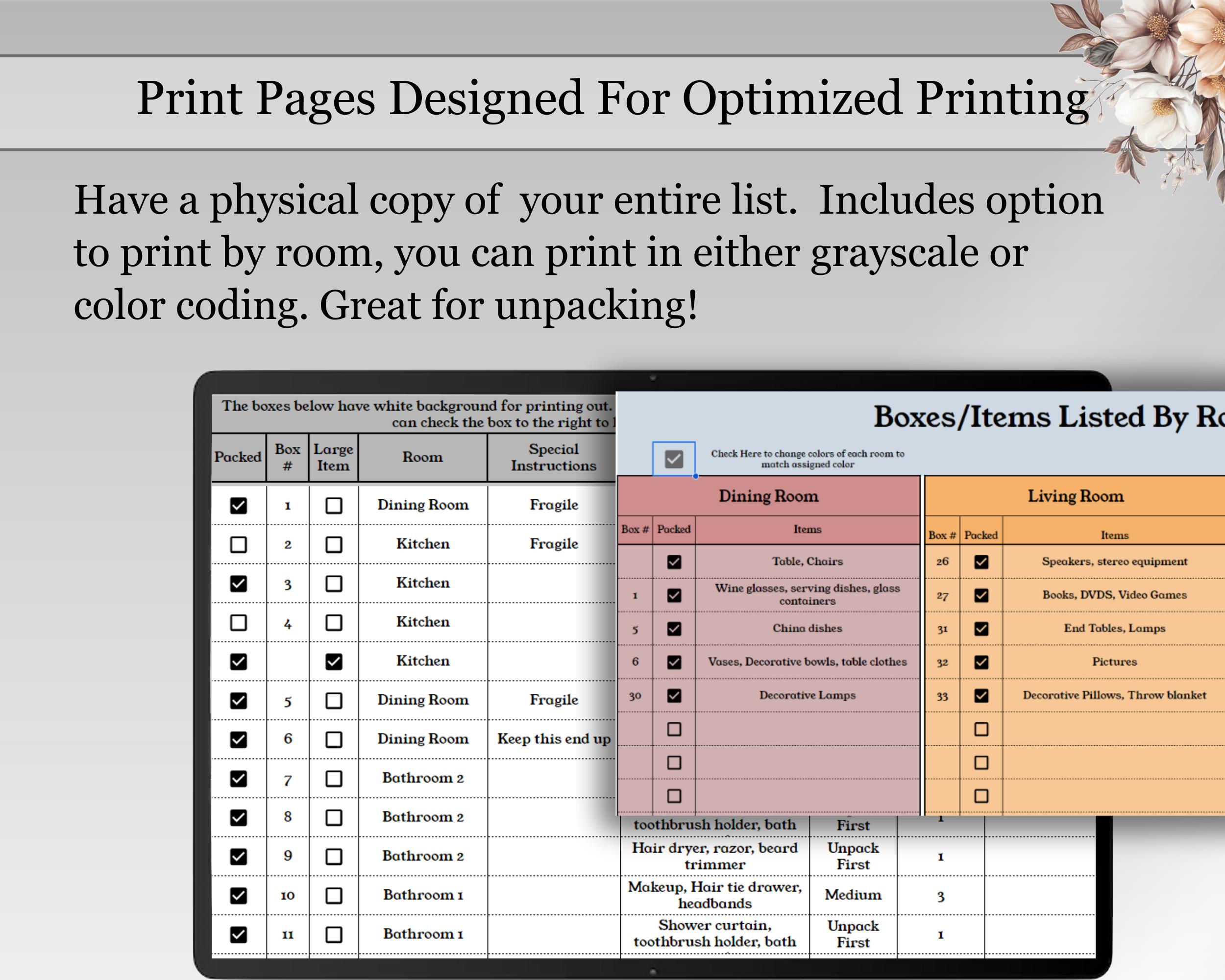 Ultimate Moving Box Inventory Tracker & Organizer Tool | Use With ...