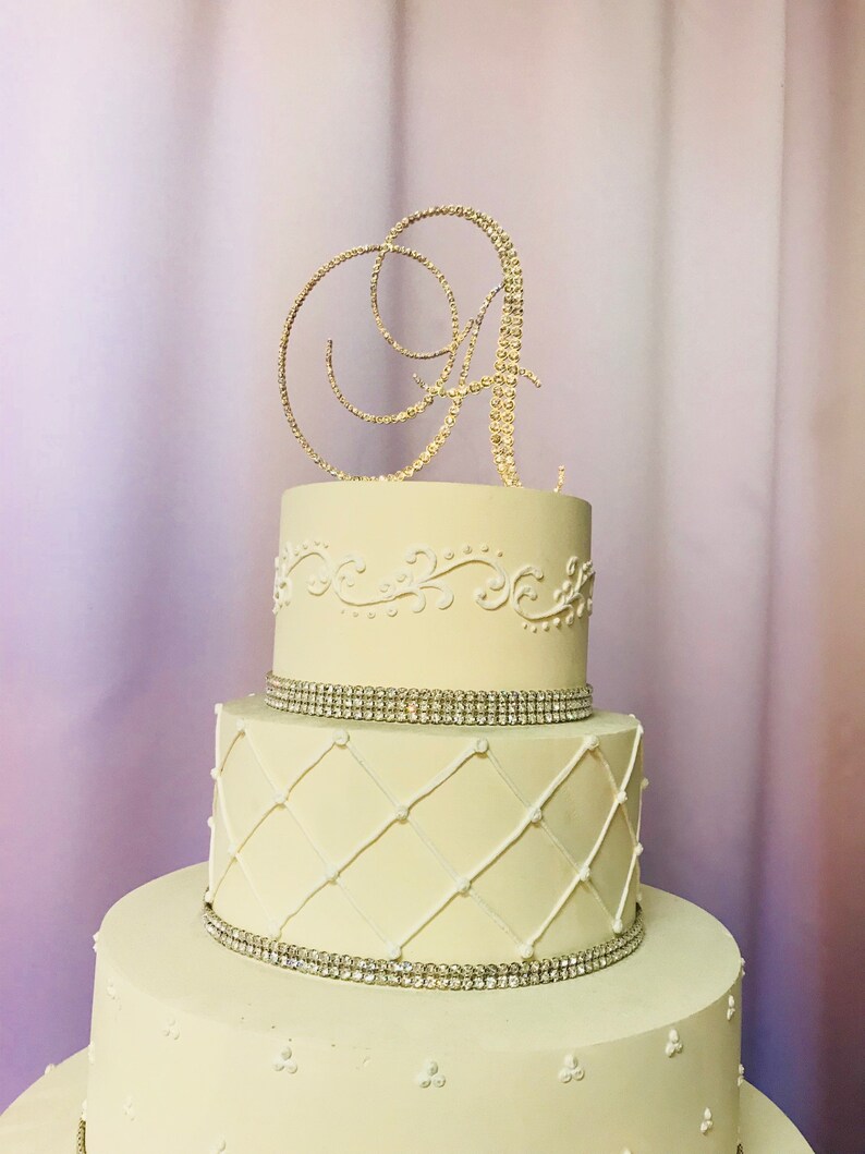 6.5 Tall Letter A GOLD Metal Rhinestone Cake Toppers - Etsy