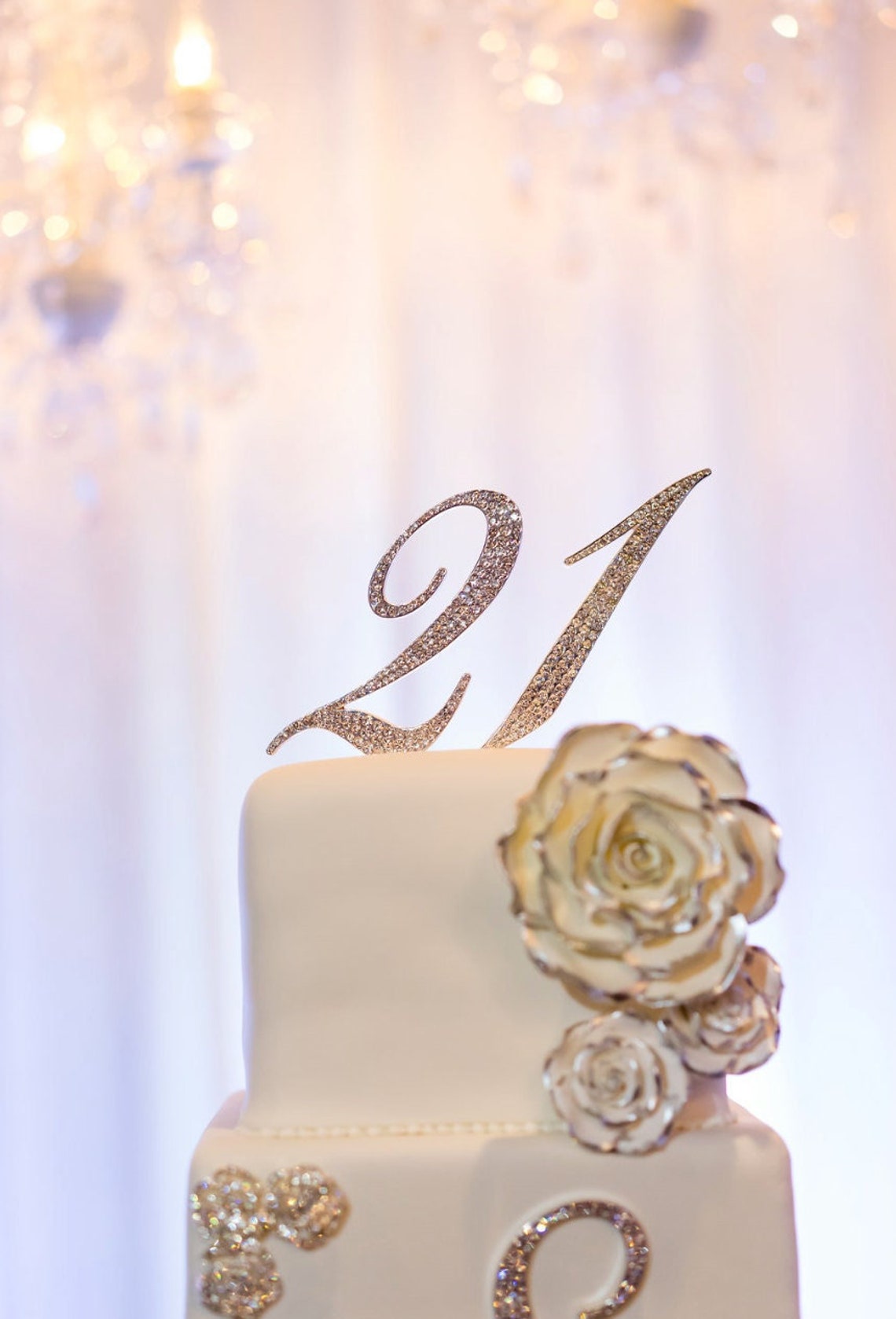 21 Silver/gold Rhinestone NUMBER CAKE TOPPER 1 15 16 18 21 30 - Etsy
