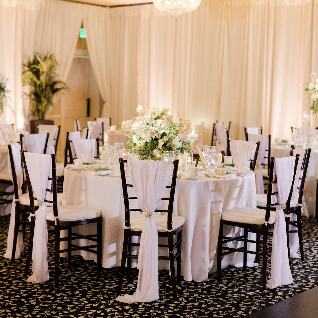 Chair Cover Draping With Peony, Chiavari Chair Cover Bride and Groom ...