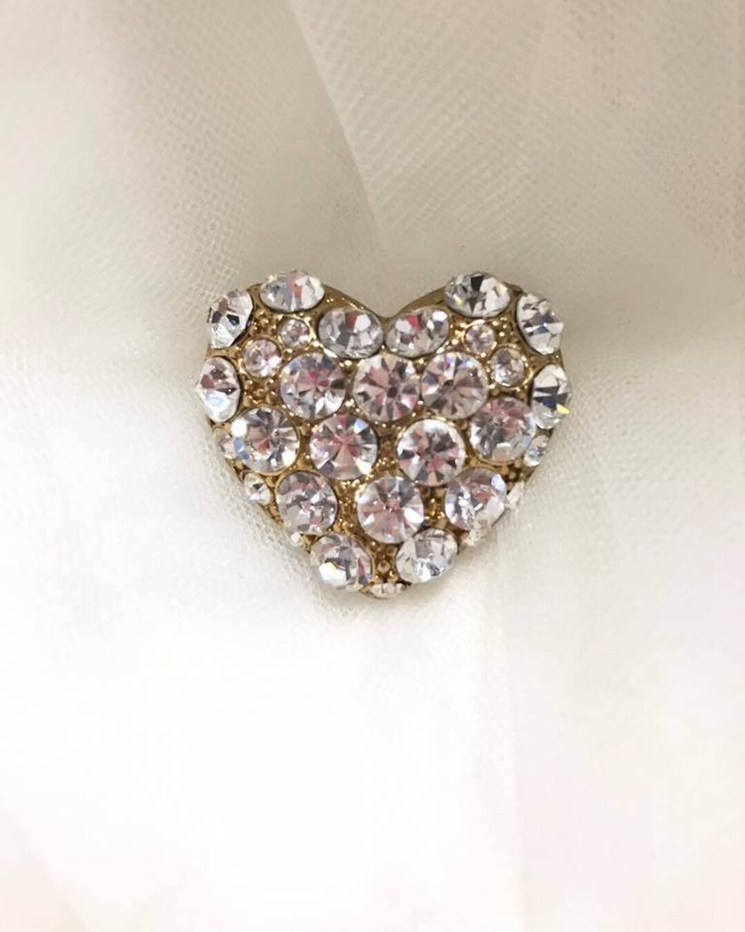Heart Rhinestone Brooch Silver and Gold Wedding Bouquet - Etsy