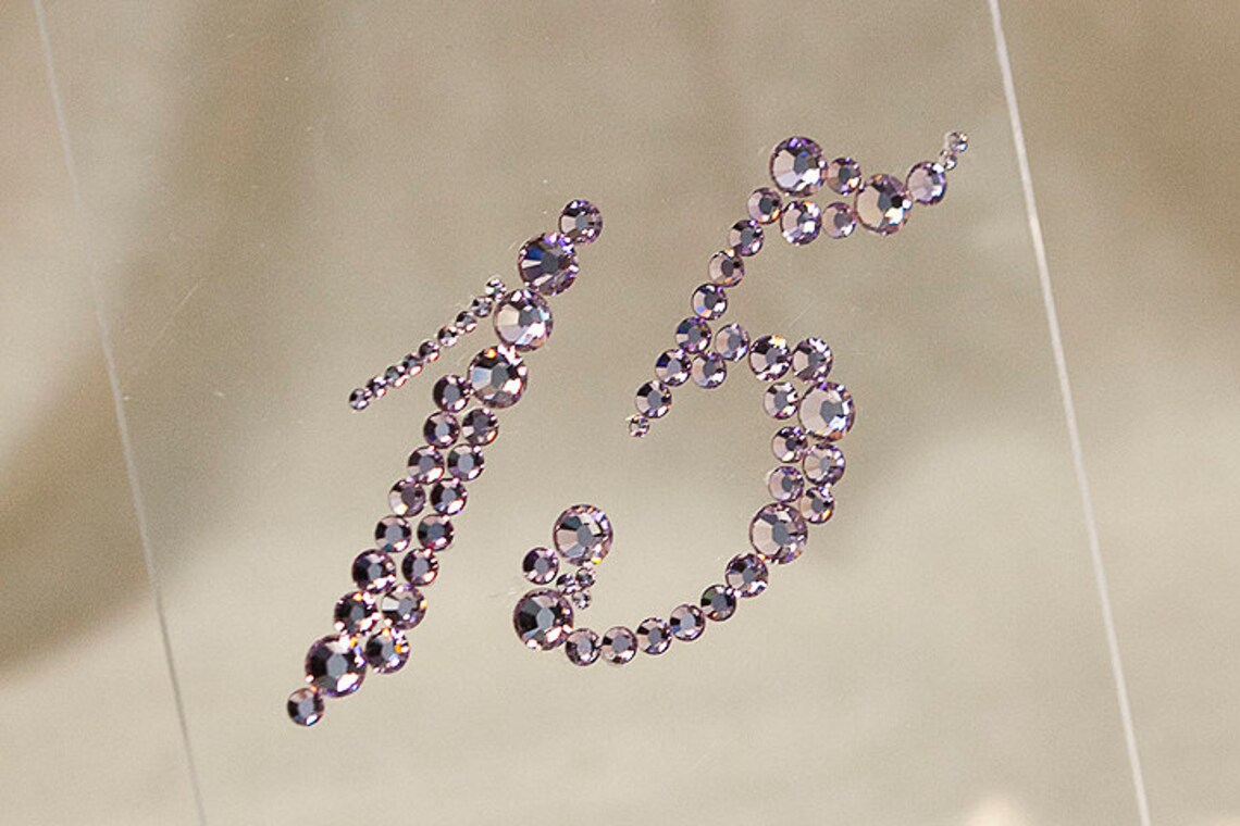 1 Clear Plexiglass Table Numbers With Crystal Ball, Clear Swarovski ...
