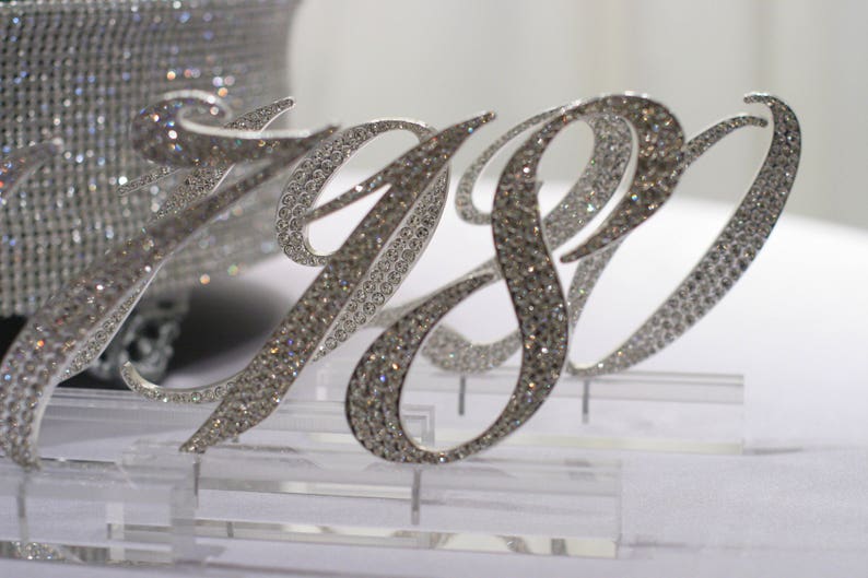 1-15 Silver Rhinestone Table Numbers for Wedding Birthday or - Etsy