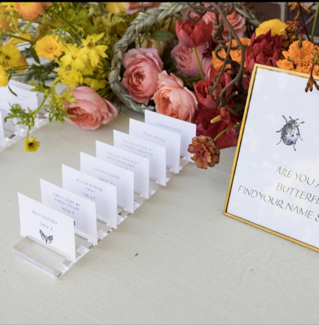 Clear Acrylic Place Card Holder 12" Long X 3" Wide X 3/4" Tall, 8 Slots ...