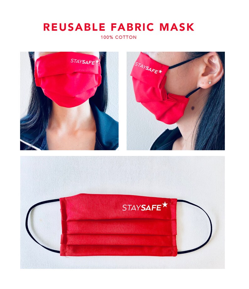 Express 100% cotton STAY SAFE Fabric Face mask with Stay Safe | Etsy