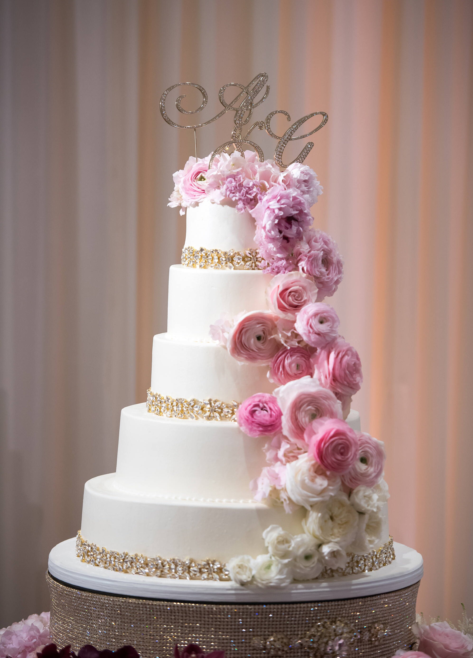 A Set of GOLD or SILVER Metal Rhinestone Wedding Cake Toppers - Etsy