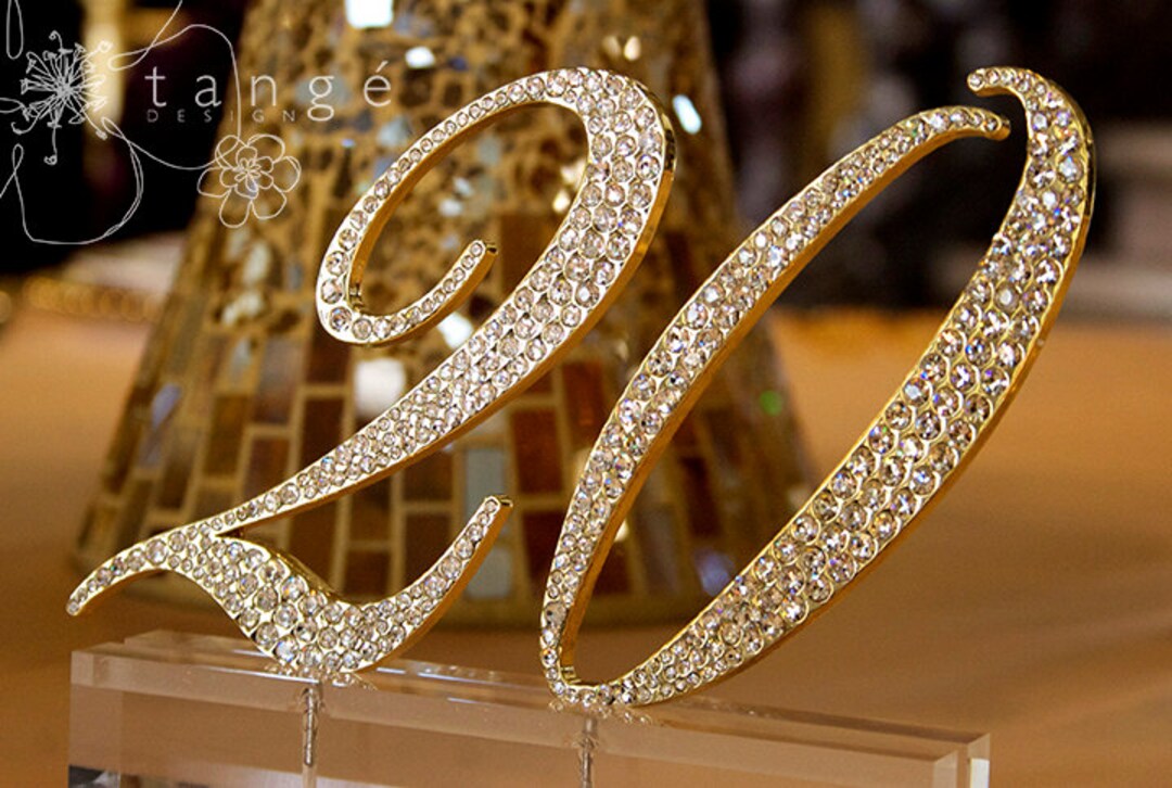 Luxury Rhinestone GOLD Table Number for Wedding/ Quinceanera/ Gold ...
