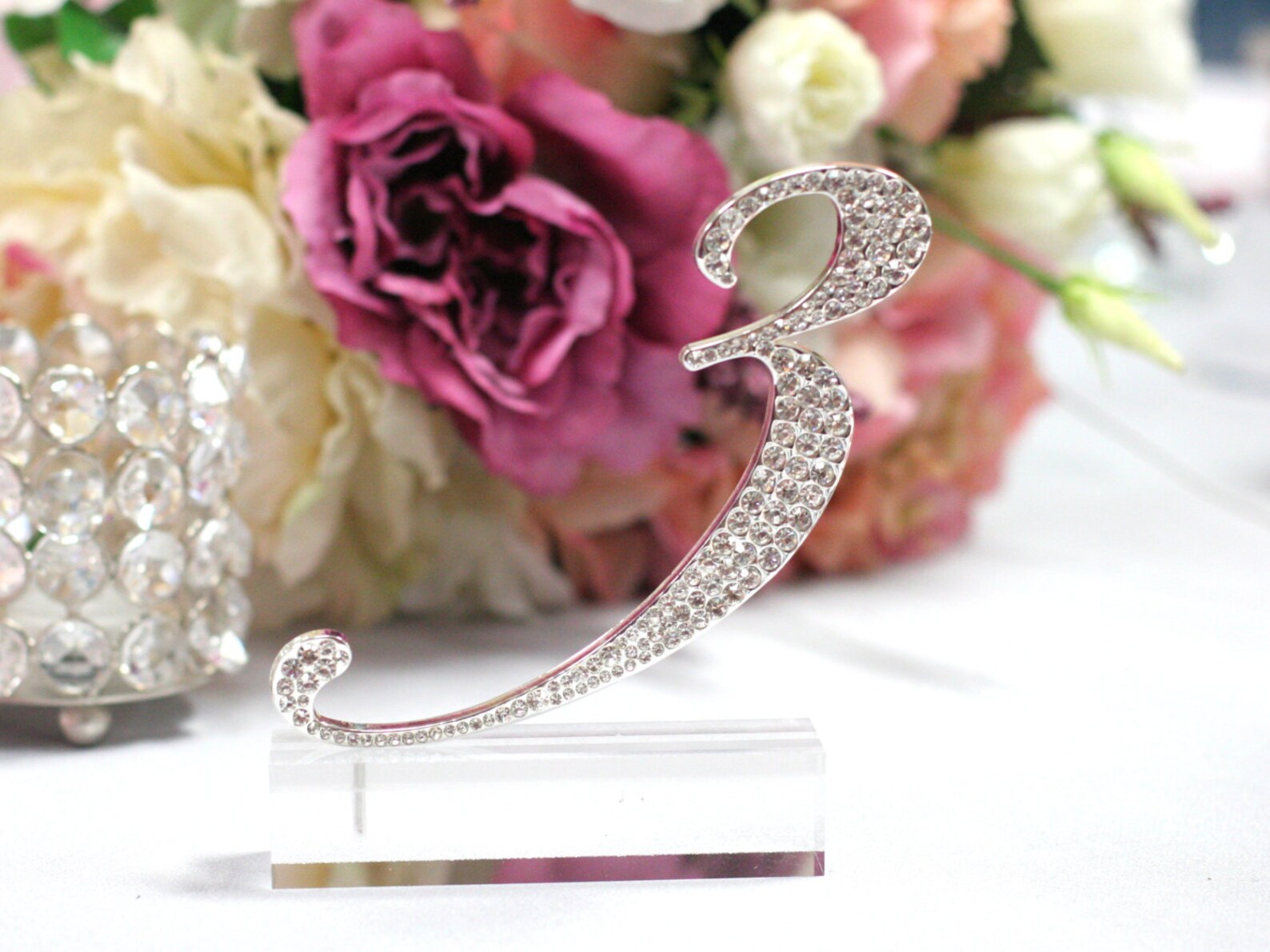 Select Your Number 1-9 Digits Silver Rhinestone Table Number - Etsy